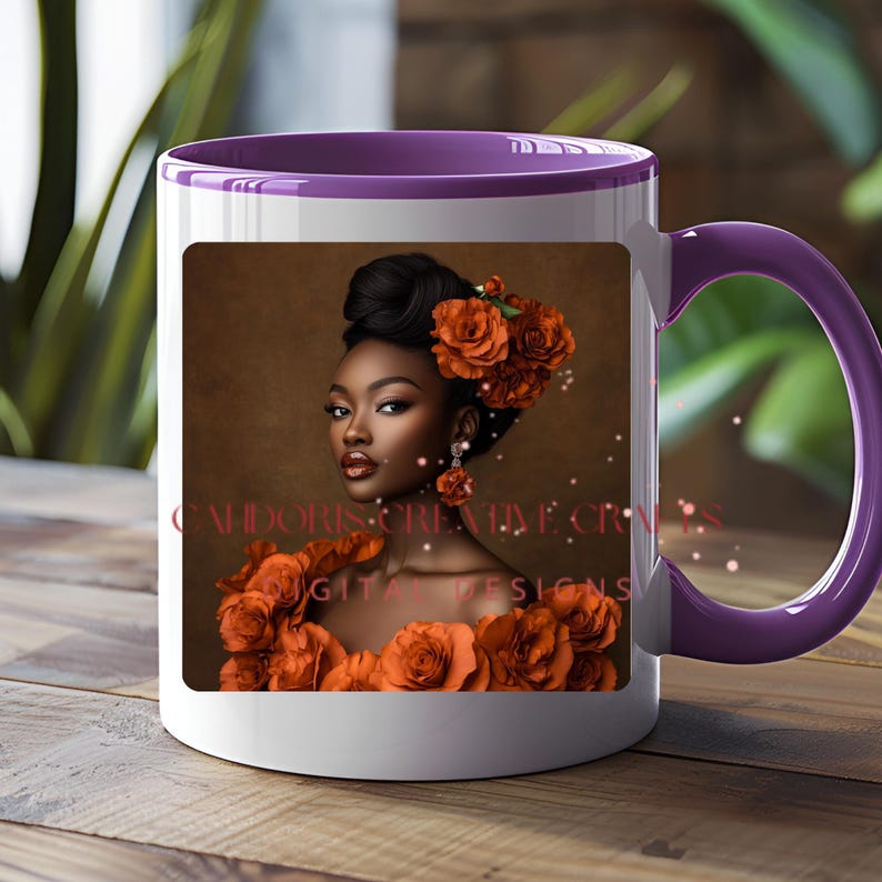 African American Diva Digital Download PNG -goddess Beautiful Diva - Black Girl Magic - Floral ...