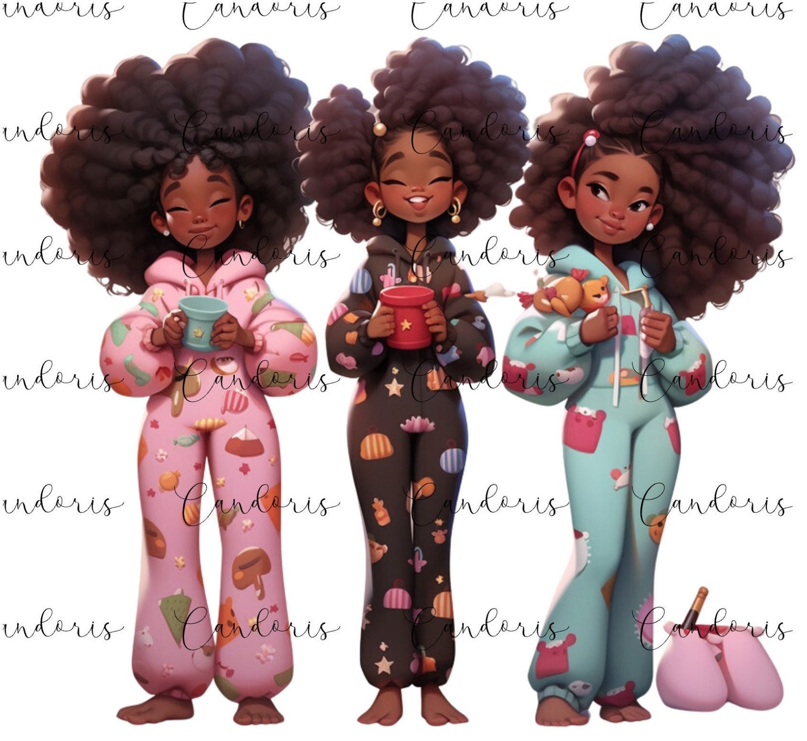 Black Girls Pajama Party PNG Digital Download - African American Divas ...