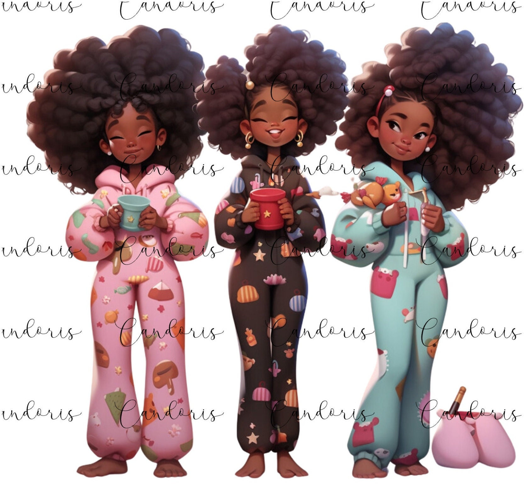 Black Girls Pajama Party PNG Digital Download - African American Divas ...