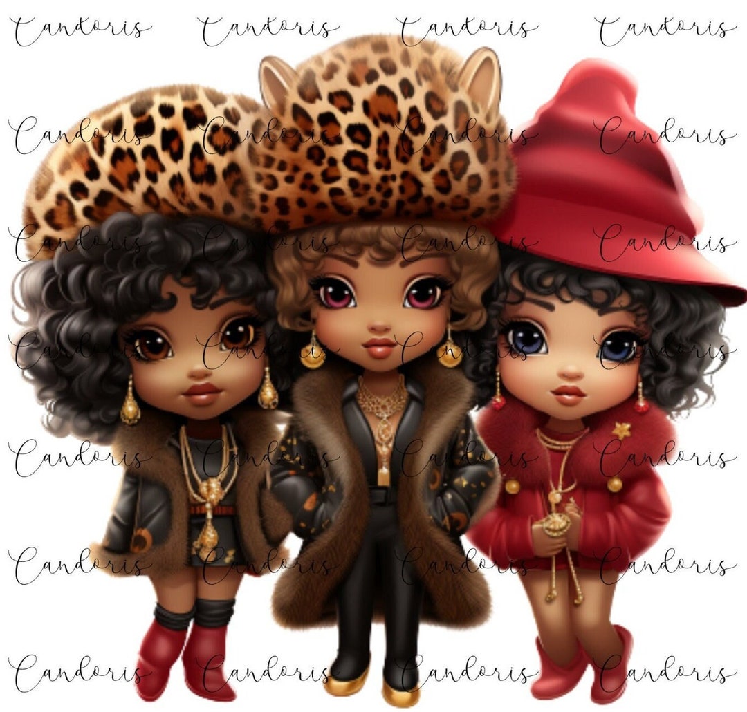 Black Girl Divas Digital Download PNG, Little Diva Chibi Girls PNG ...