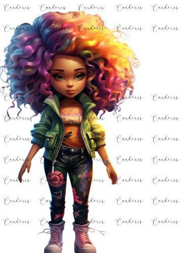 Spunky Rainbow Diva PNG Digital Download African American Diva ...