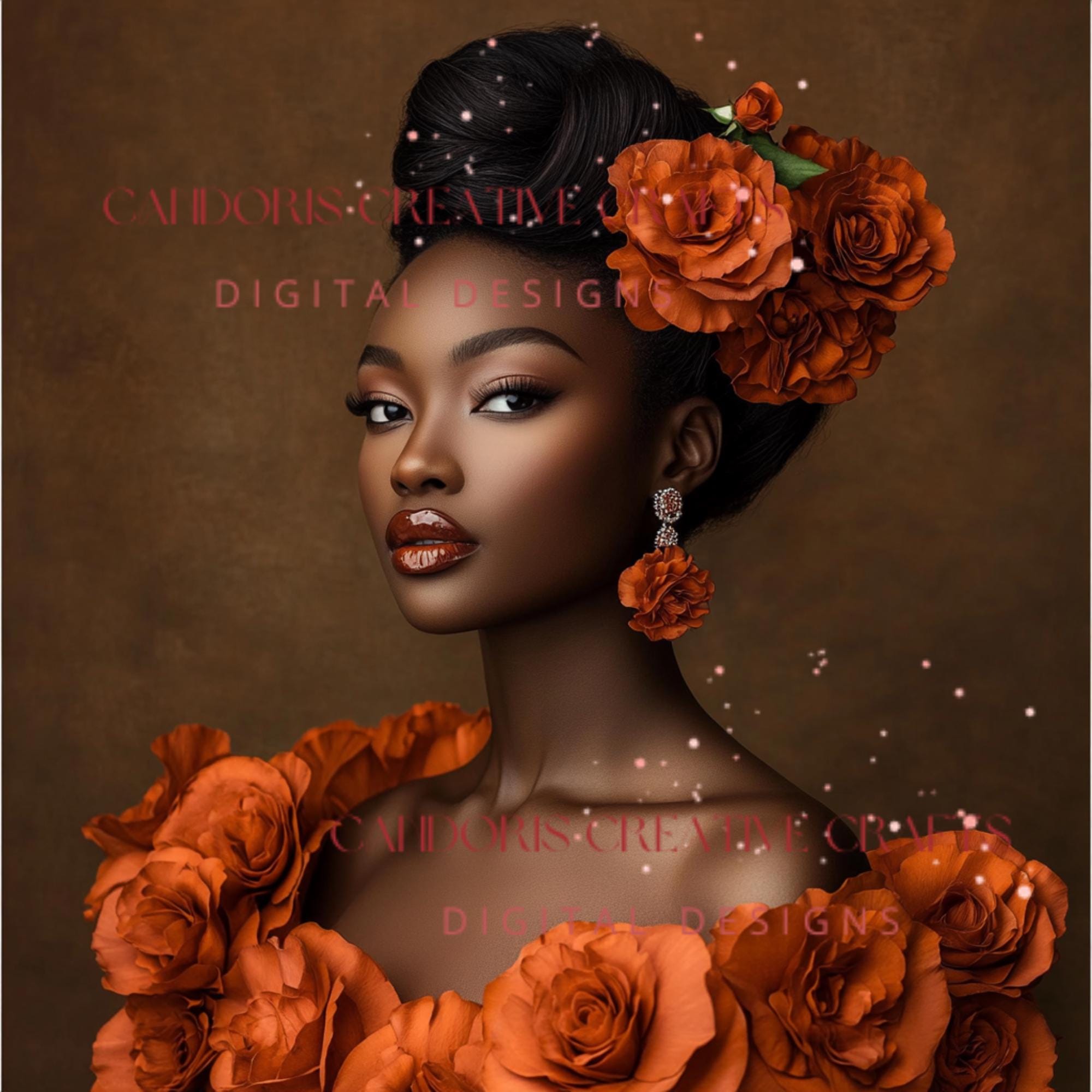 African American Diva Digital Download PNG -goddess Beautiful Diva - Black Girl Magic - Floral ...
