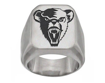 Bear signet ring | Etsy