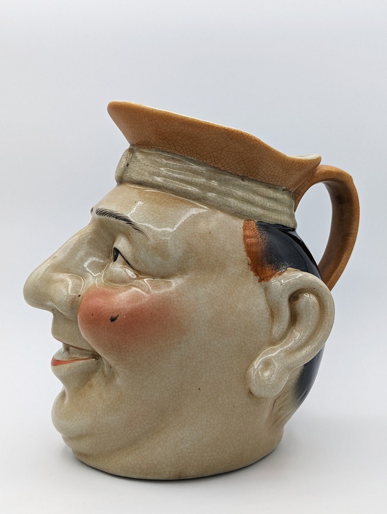 Antique Sarreguemines Majolica Toby Jug: French Character Face Pitcher ...