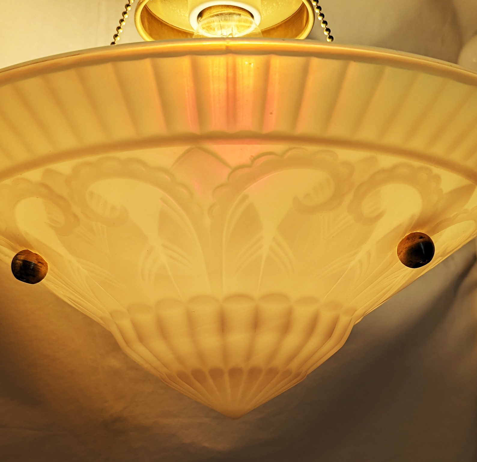 Vintage Art Deco Three Chain Ceiling Light Fixture Chandelier - Etsy