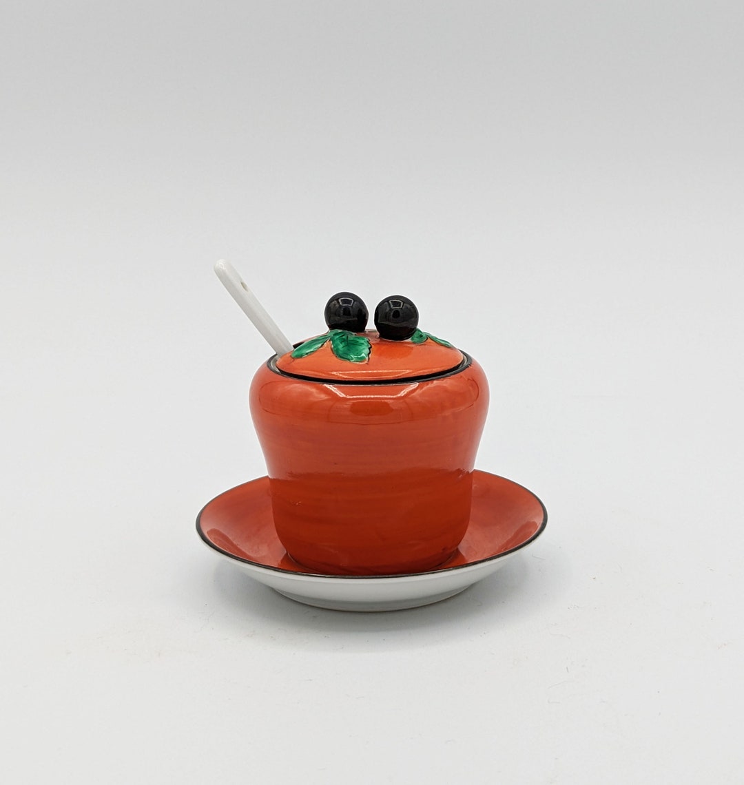 Antique Hand Painted Noritake Porcelain Orange Jam Jar, Mustard Pot ...