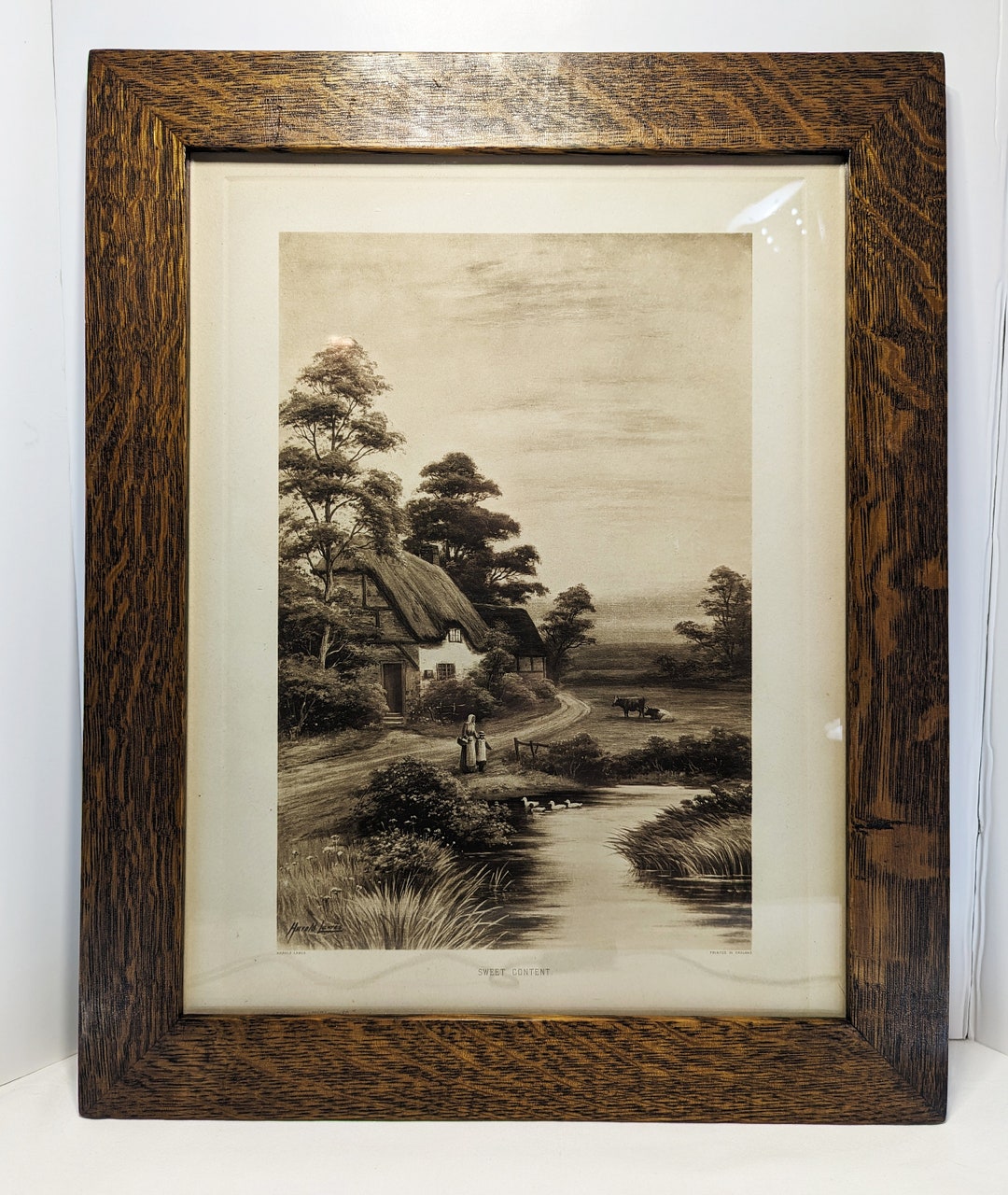 Antique Ca 1910 Victorian Art Etching Sweet Content by Harold Lawes in ...