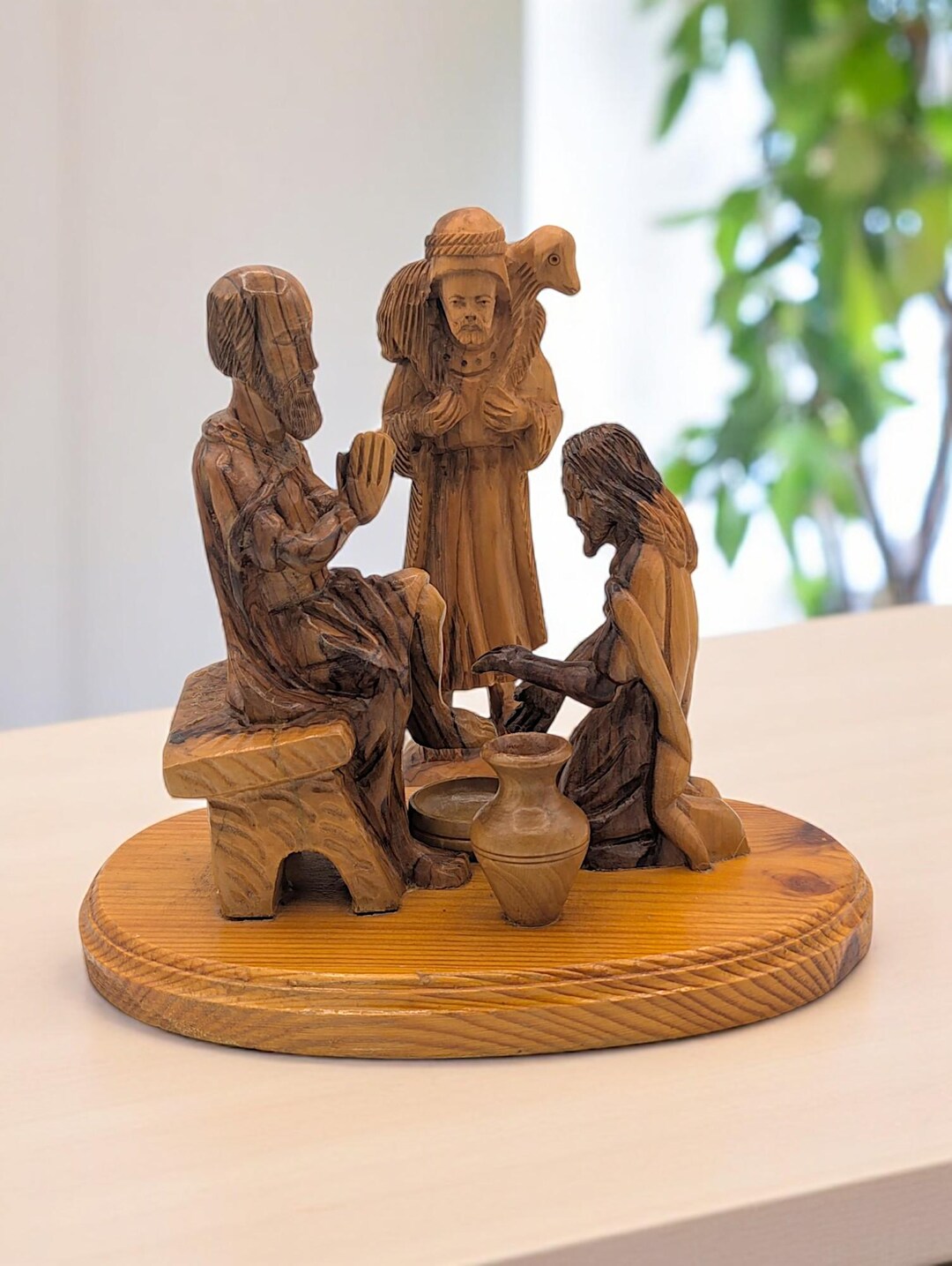Vintage Jesus Washing Saint Peters Feet Hand Carved in Bethlehem Olive ...