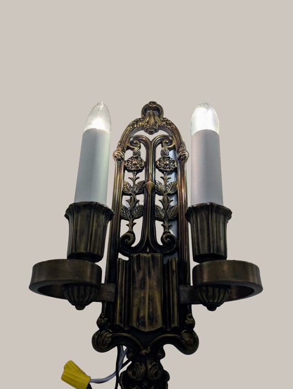 Antique Art Nouveau Early Electrical Lighting Unsigned | Cast Brass