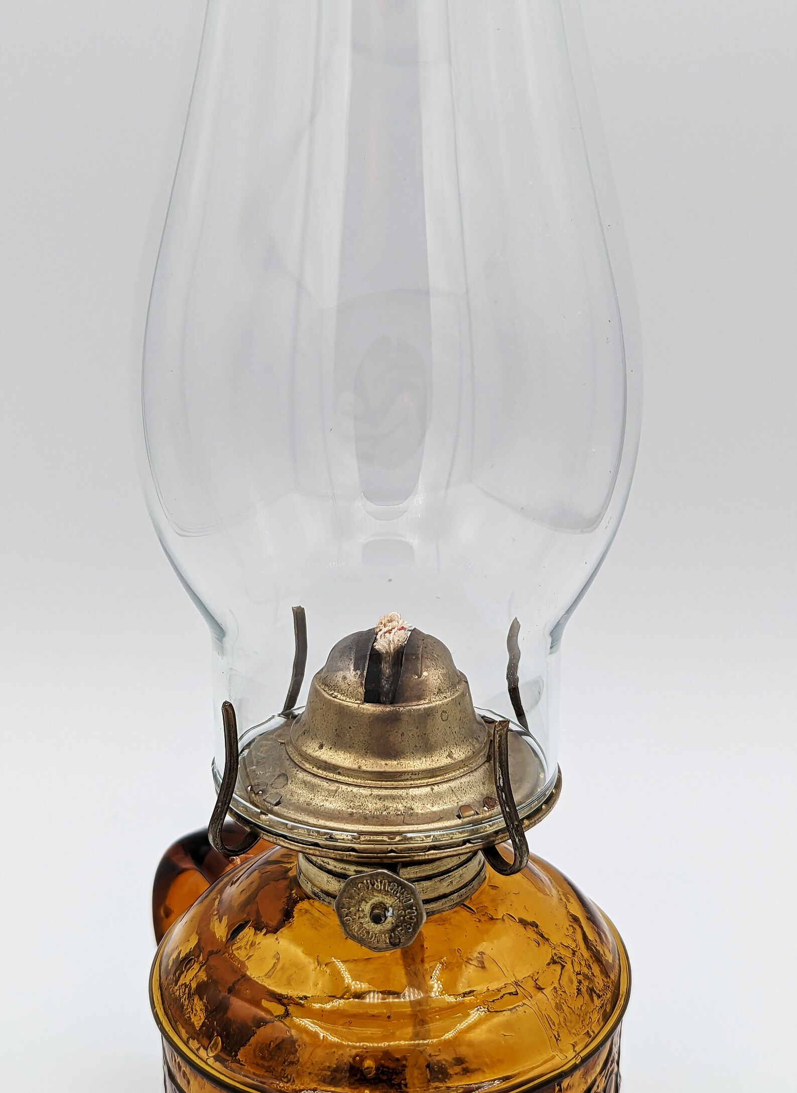 Antique Amber Glass Oil Lamp, Oil Lantern, Finger Oil Lamp, Flat Hand ...