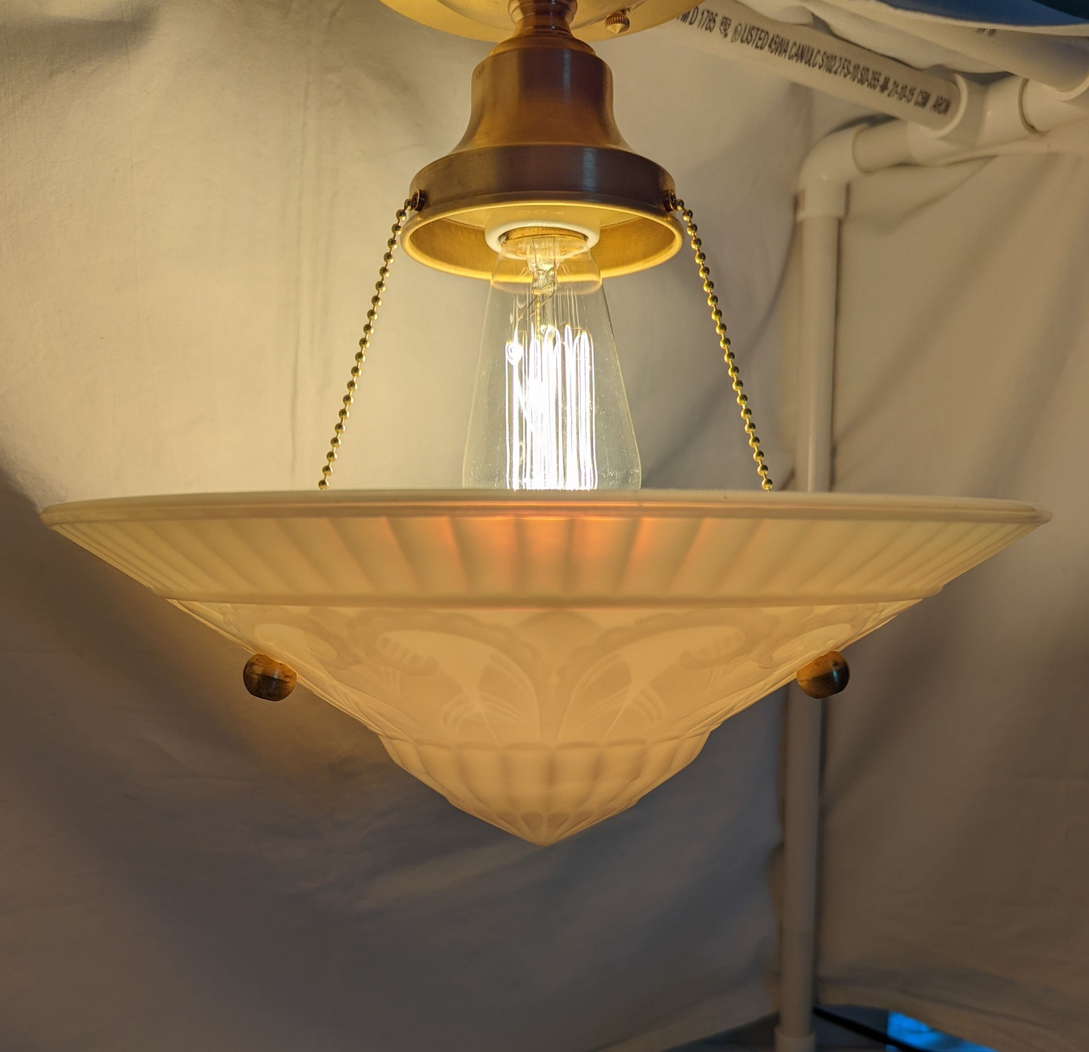 Vintage Art Deco Three Chain Ceiling Light Fixture Chandelier - Etsy