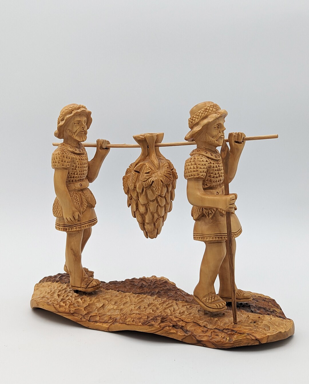 Vintage Carved Bethleham Olive Wood Joshua and Caleb Christian ...