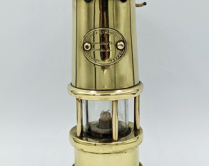 Vintage Brass Oil Lamp Welsh Miners Safety Lantern, Davy Lamp, Miners ...