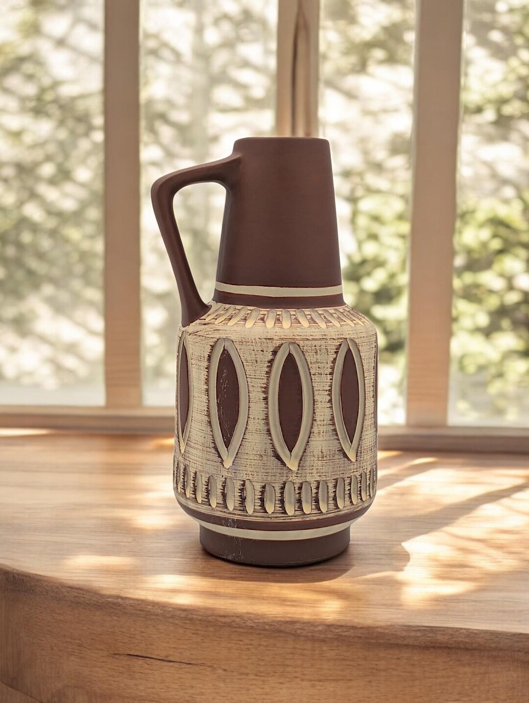 Vintage ESR Sawa Keramik Mid Century Art Pottery Vase in Earth Tones ...