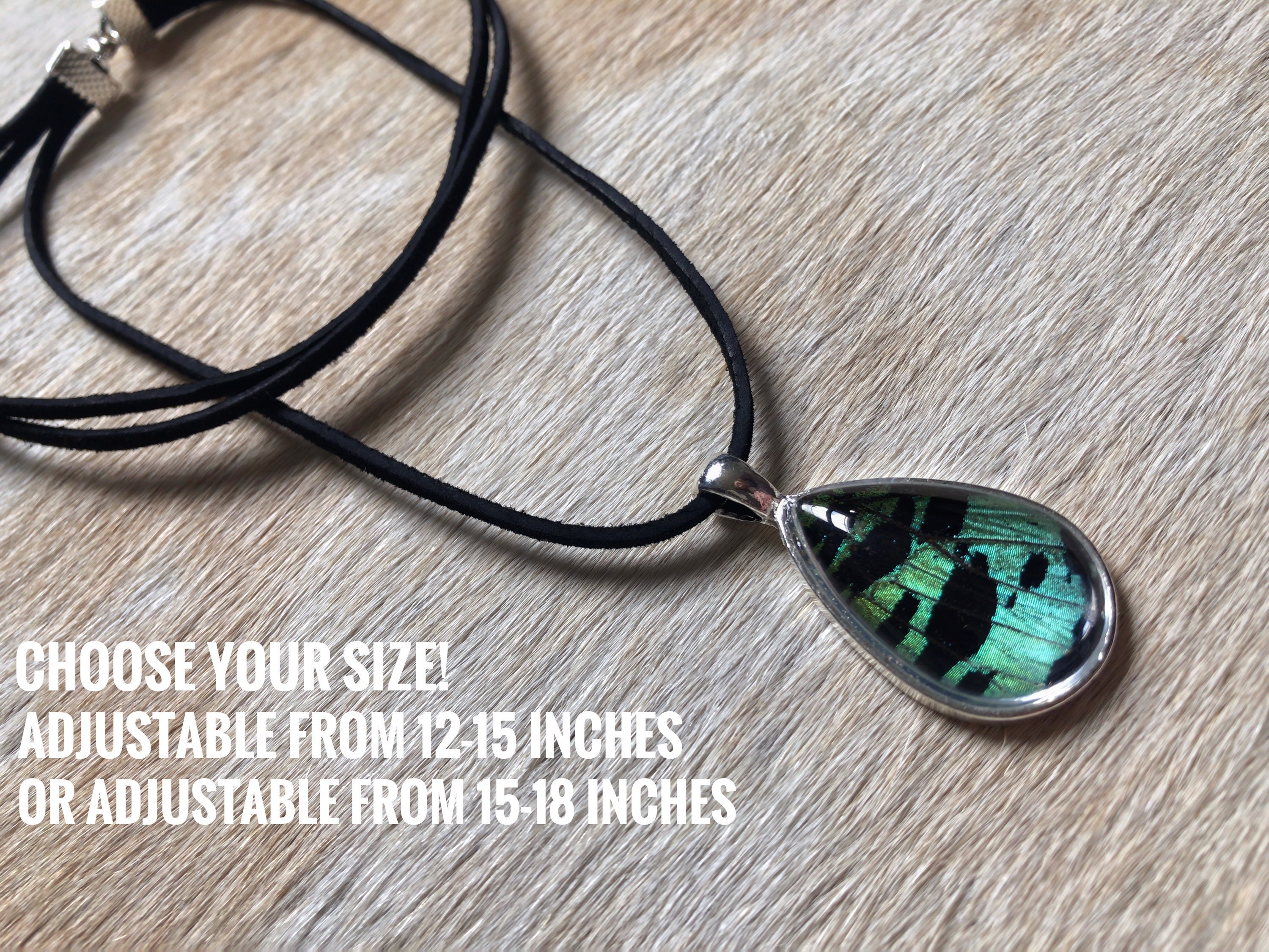 Real Butterfly Wing Choker / Leather Wrap Choker / Real Insect | Etsy