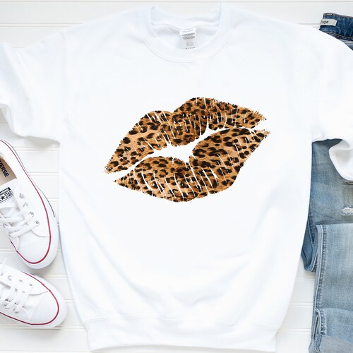 Lips Kiss Shirt Leopard Lips Kiss T-shirt Valentines Day - Etsy