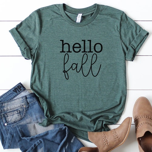 Womens Fall Shirt Fall Tshirt Hello Fall Shirt Hello Autumn | Etsy