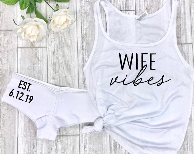 Wife Vibes Honeymoon Outfit Custom Bride Underwear - Etsy
