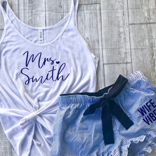 Personalized T For Bride Wedding T Honeymoon Pajamas Etsy