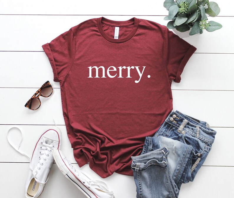 Merry T-shirt, Merry Christmas Shirt,christmas Party Shirt,cute Women's ...