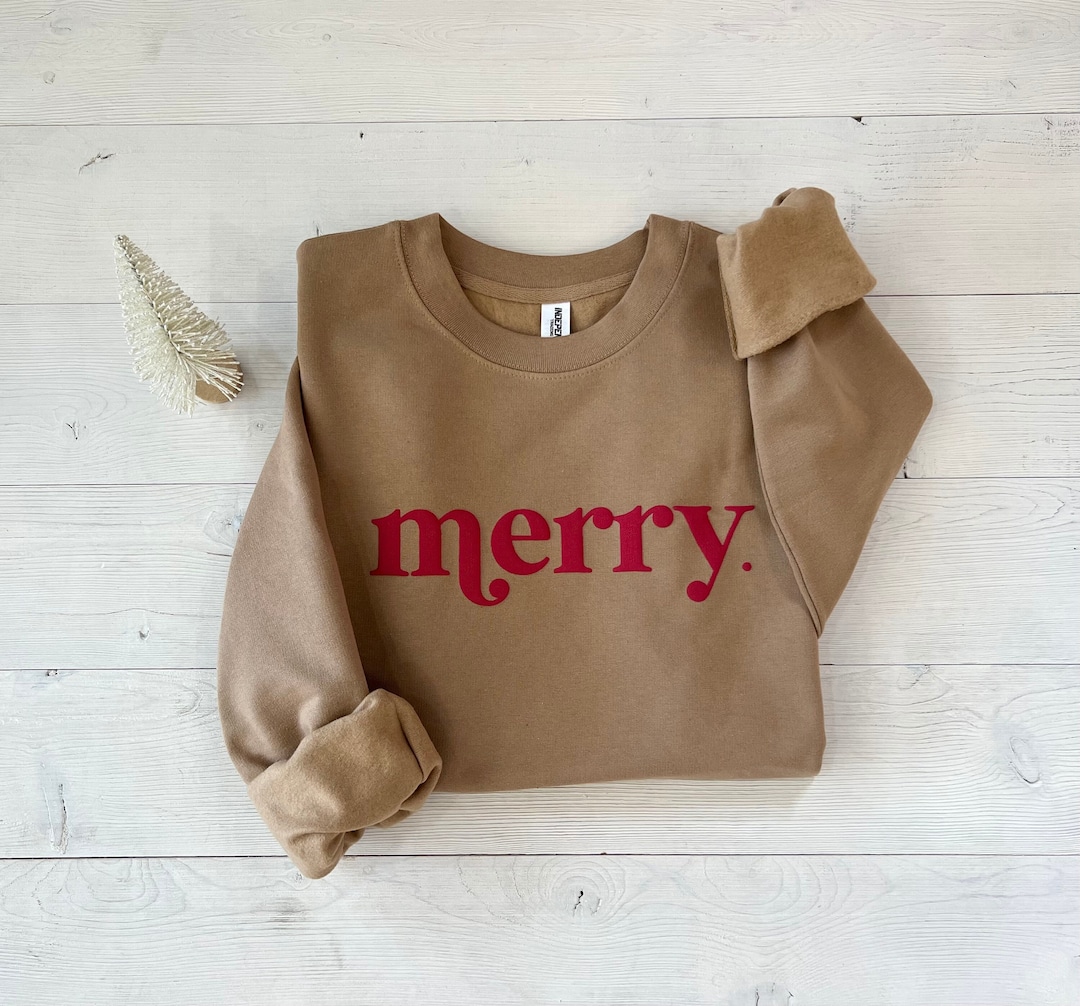 Embossed Merry Sweatshirt, Christmas Sweater, Christmas Shirt ...