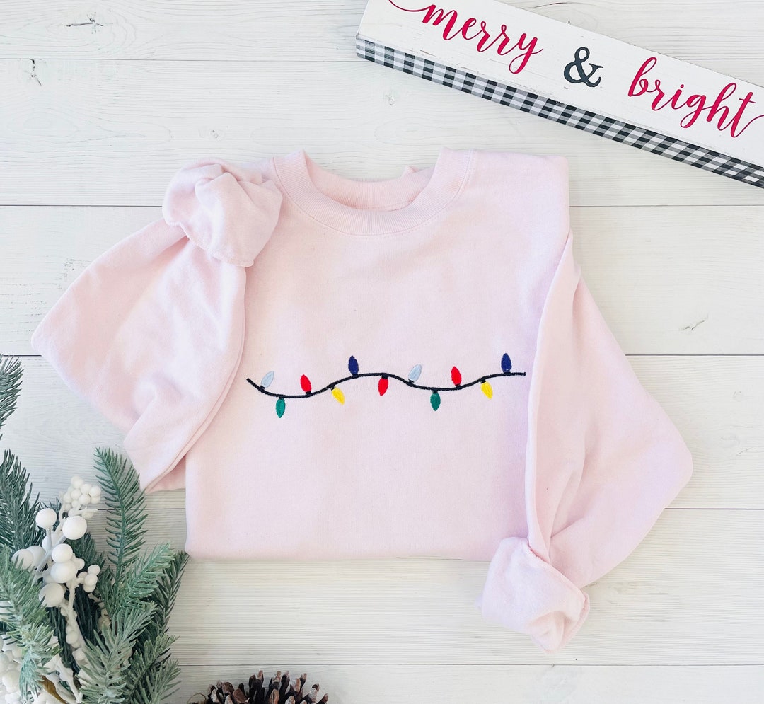 Christmas Lights Sweatshirt, Christmas Embroidered Sweatshirt ...