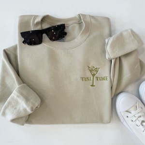Martini Sweatshirt, Embroidered Martini Sweater, Tini Time, Martini ...