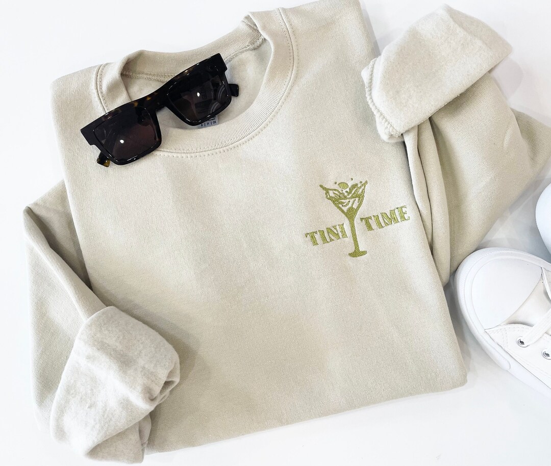 Martini Sweatshirt, Embroidered Martini Sweater, Tini Time, Martini ...