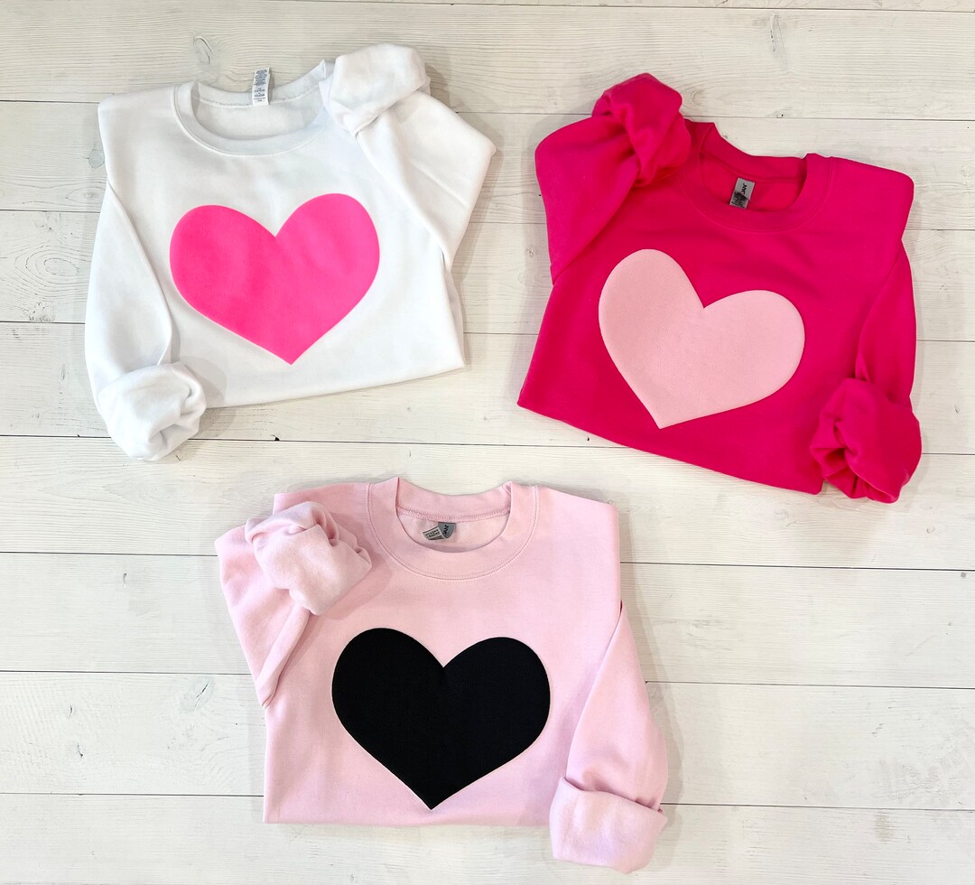 Puff Heart Sweatshirt, Galentine's Day Top, Black Heart Shirt ...