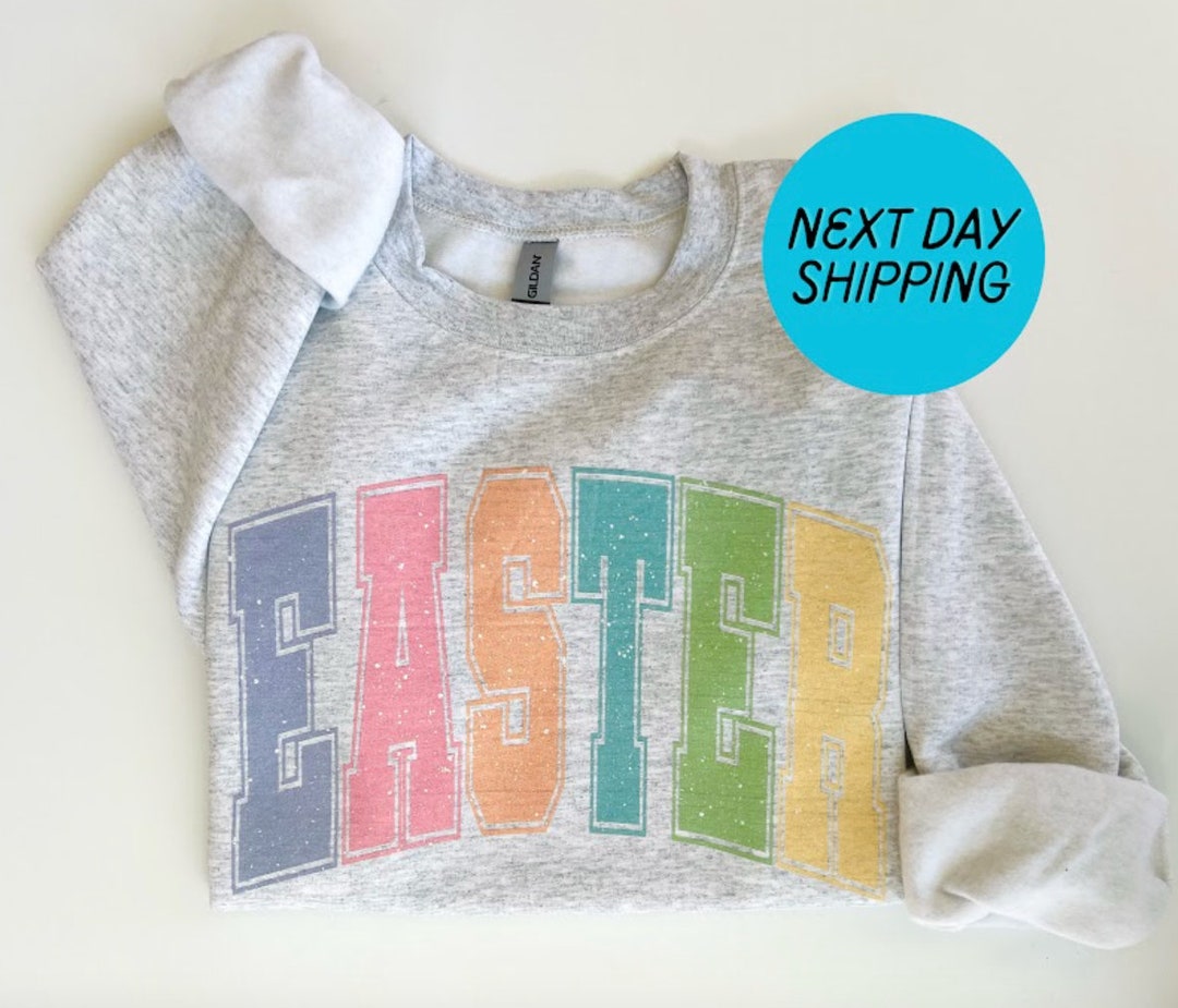 Easter Sweatshirt, Cute Easter Outfit, Varsity Easter Crewneck, Happy ...