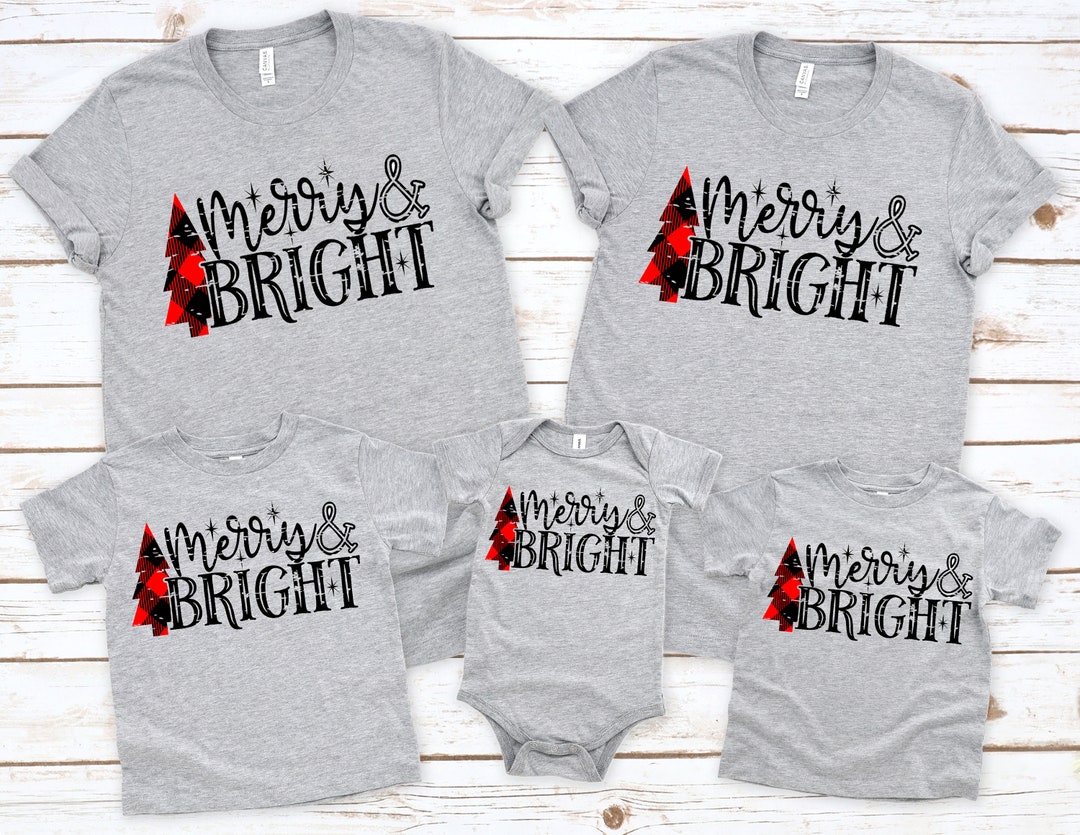 Merry and Bright Christmas Family Photos Matching Family - Etsy
