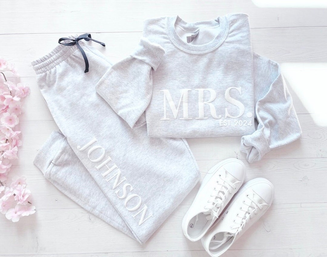 Embossed Bridal Gift Set, Mrs. Sweatshirt, New Mrs. Set, Mrs ...