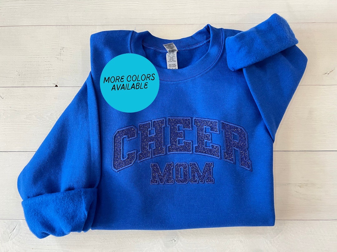 Glitter Cheer Mom Sweatshirt, Cheer Mama Gift, Embroidered Cheer Mom ...