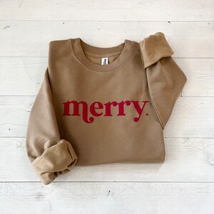 Embossed Merry Sweatshirt, Christmas Sweater, Christmas Shirt ...