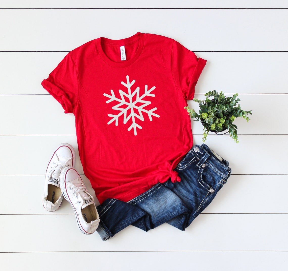 Snowflake Shirt Glitter Christmas Shirtwomens Christmas - Etsy