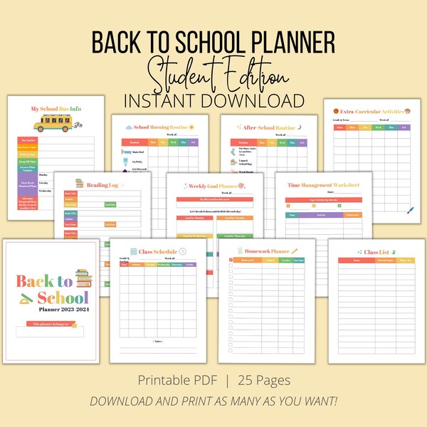 Kids Elementary Planner - Etsy