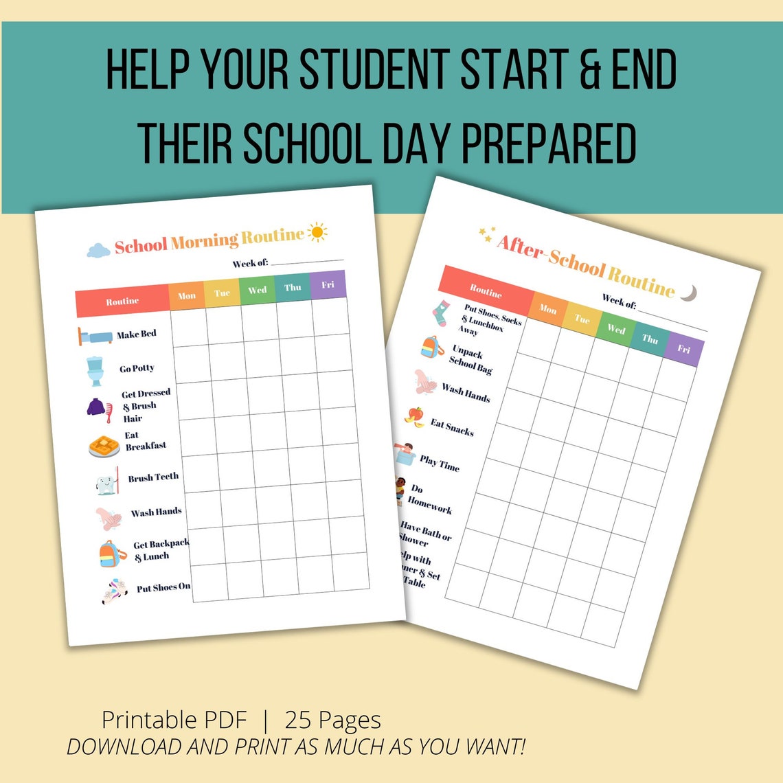 Kids Back to School Printable Planner - Digital Download - Elementary ...