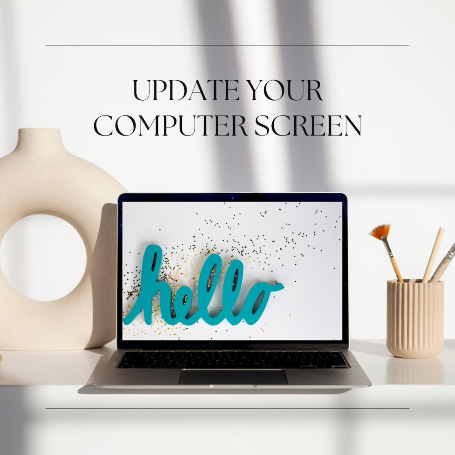 Teal Hello With Gold Sparkle Digital Background / Stock Photography ...