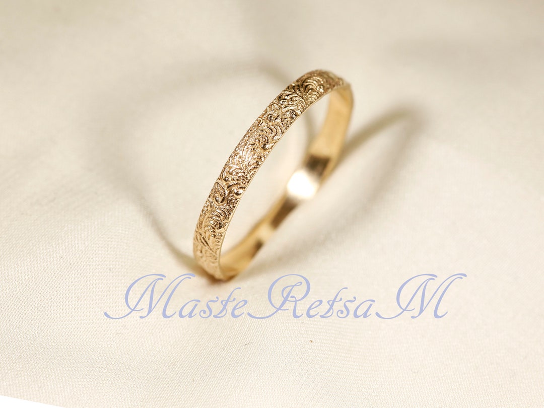 600326 14K Yellow SOLID Gold Ring, Pattern Ring, Width--2.8mm - Etsy