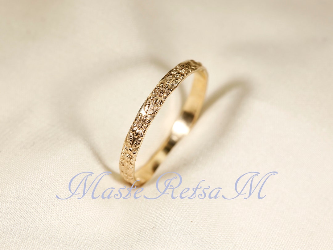 600-25 14K Yellow SOLID Gold Ring, Pattern Ring, Width--2.5mm - Etsy