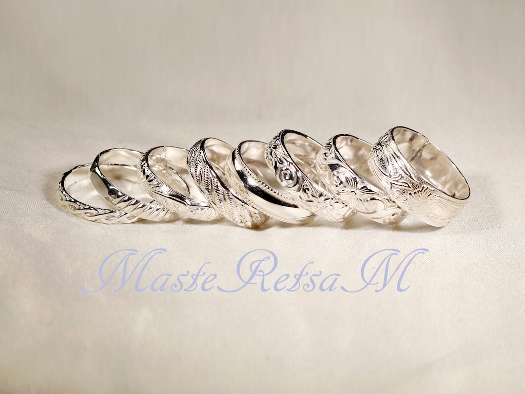 8--options 925 Sterling Silver Pattern Rings, 3mm -7.7mm Wide - Etsy