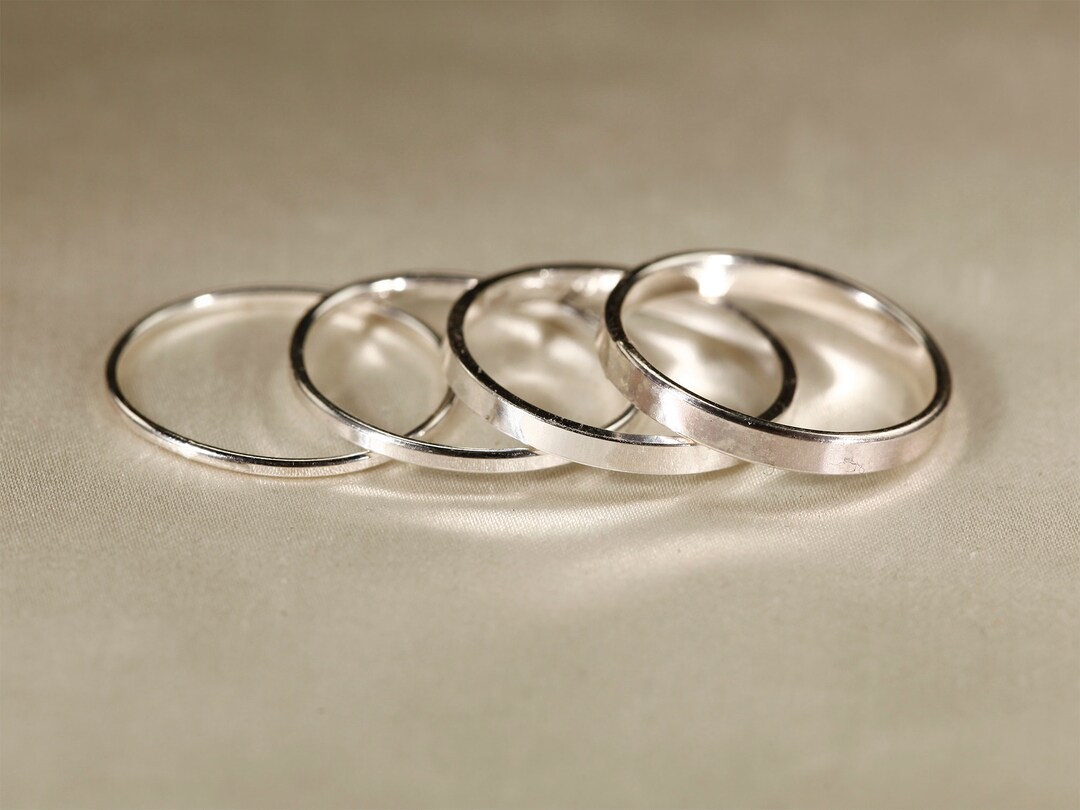925 Sterling Silver Smooth Ring, Stackable Band 1-2.5mm Width. - Etsy