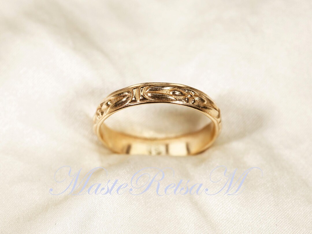 ZP--124W 14k Gold Filled Texture Ring, Sterling Silver Texture Ring, 3. ...