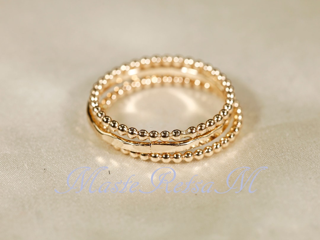 SET N Gold Ring, 14k Gold Filled Stack Ring Set ,thin Gold Ring,14k ...