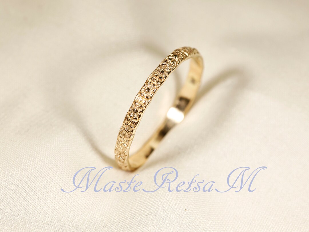 600-85 14K Yellow SOLID Gold Ring, Pattern Ring, Width--2.3mm - Etsy