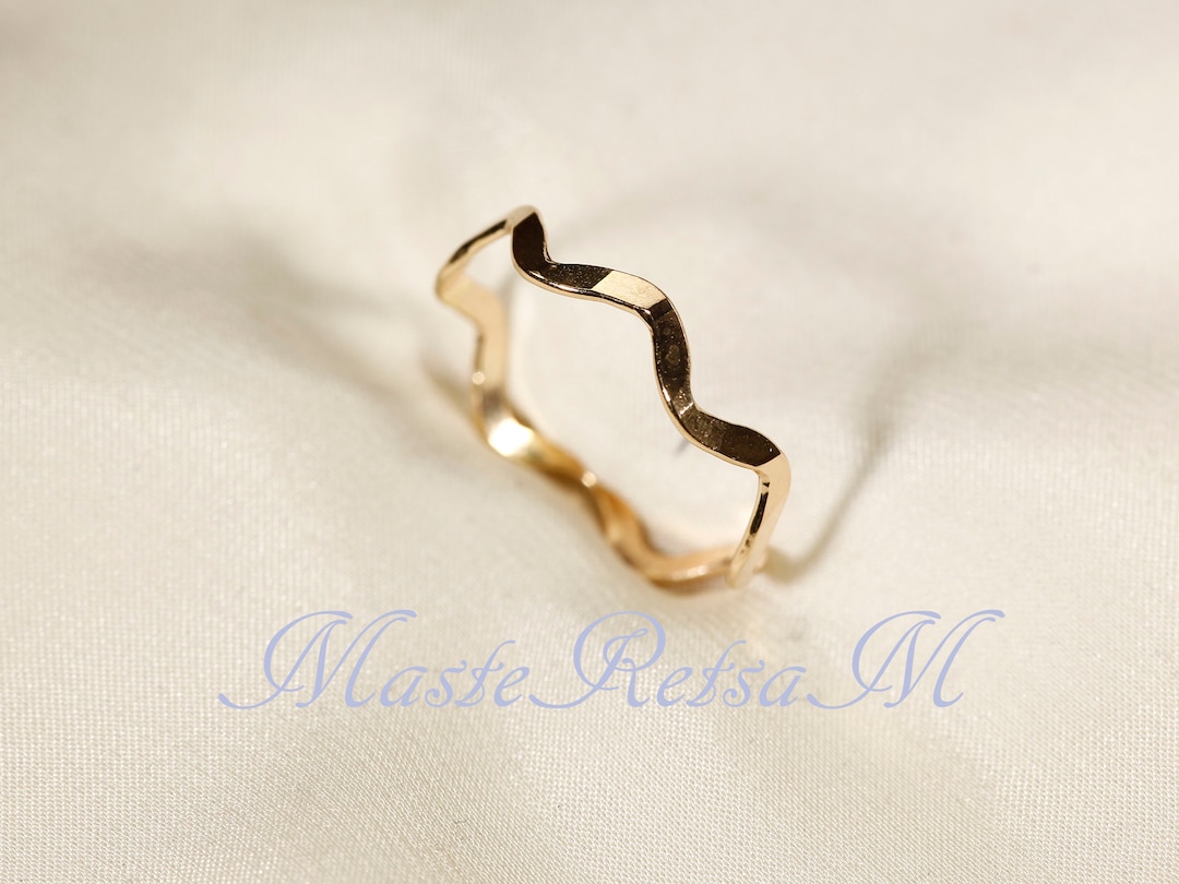 Wave-6- Hammered 14K Gold Filled Wave Ring – Stackable Wavelet Ring - Etsy