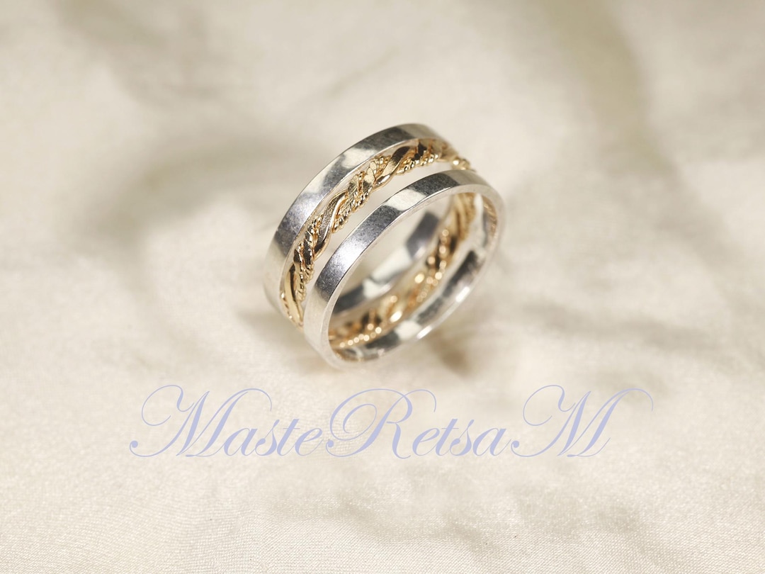 Handmade Sterling Silver and 14K Gold Filled Stackable Ring Set-p - Etsy