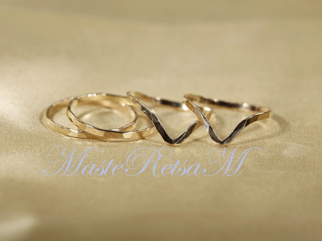 SET F 14K Gold Filled Stack Ring Set, Handmade Stackable Rings Set-4 Rings Set - Etsy