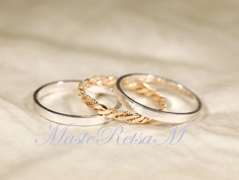 Handmade Sterling Silver and 14K Gold Filled Stackable Ring Set-p - Etsy