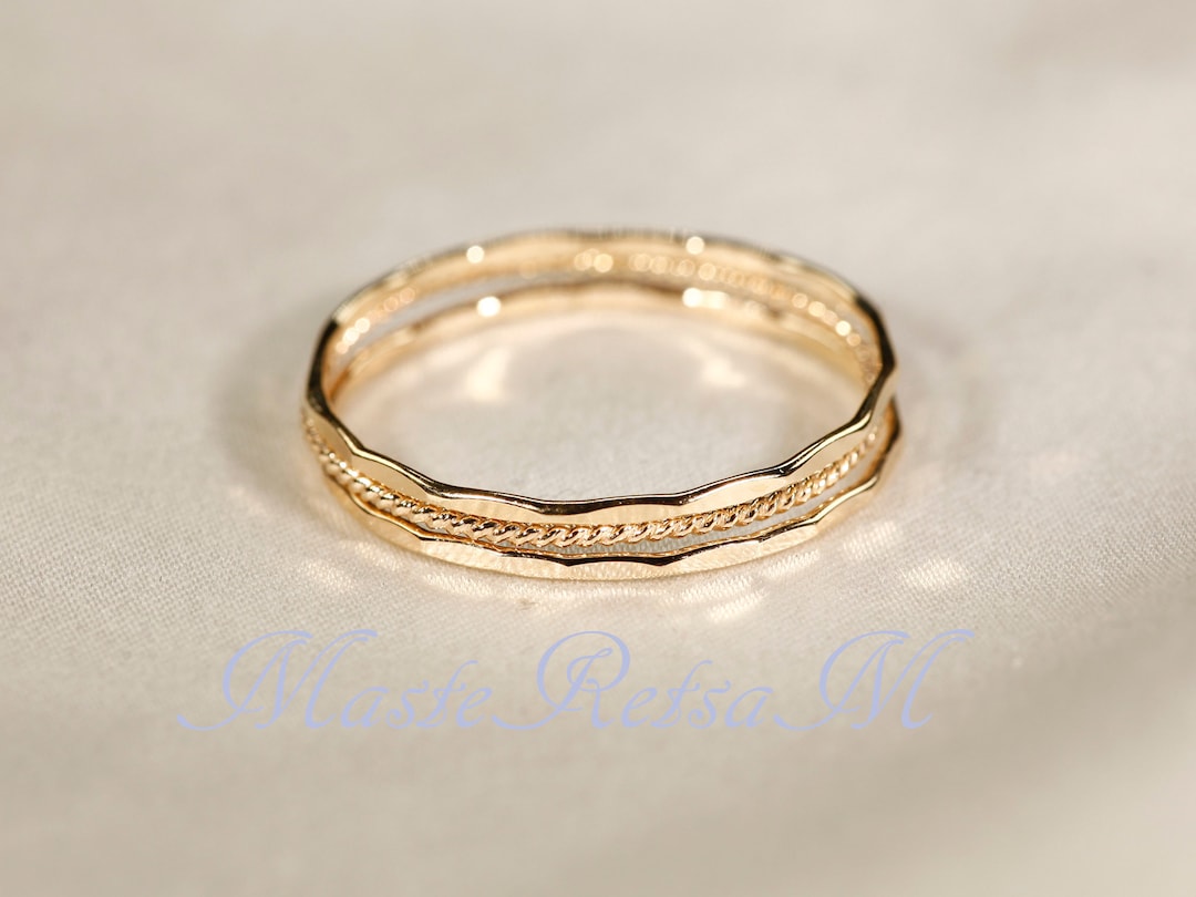 SET A 14k Gold Filled Stack Ring Set , Handmade Stackable Rings Set, 3 ...